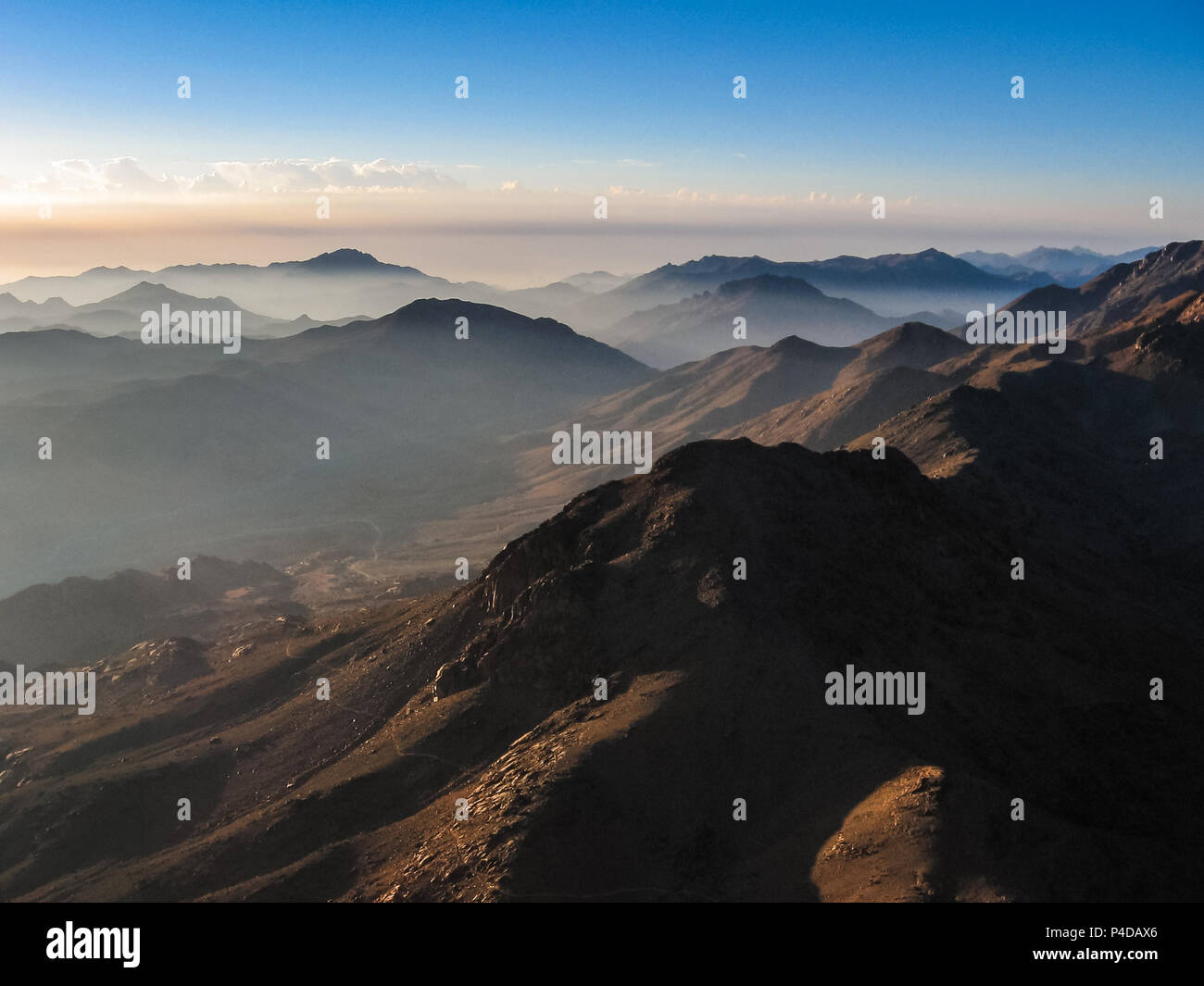 Spectacular aerial view of the holy summit of Mount Sinai, Aka Jebel ...