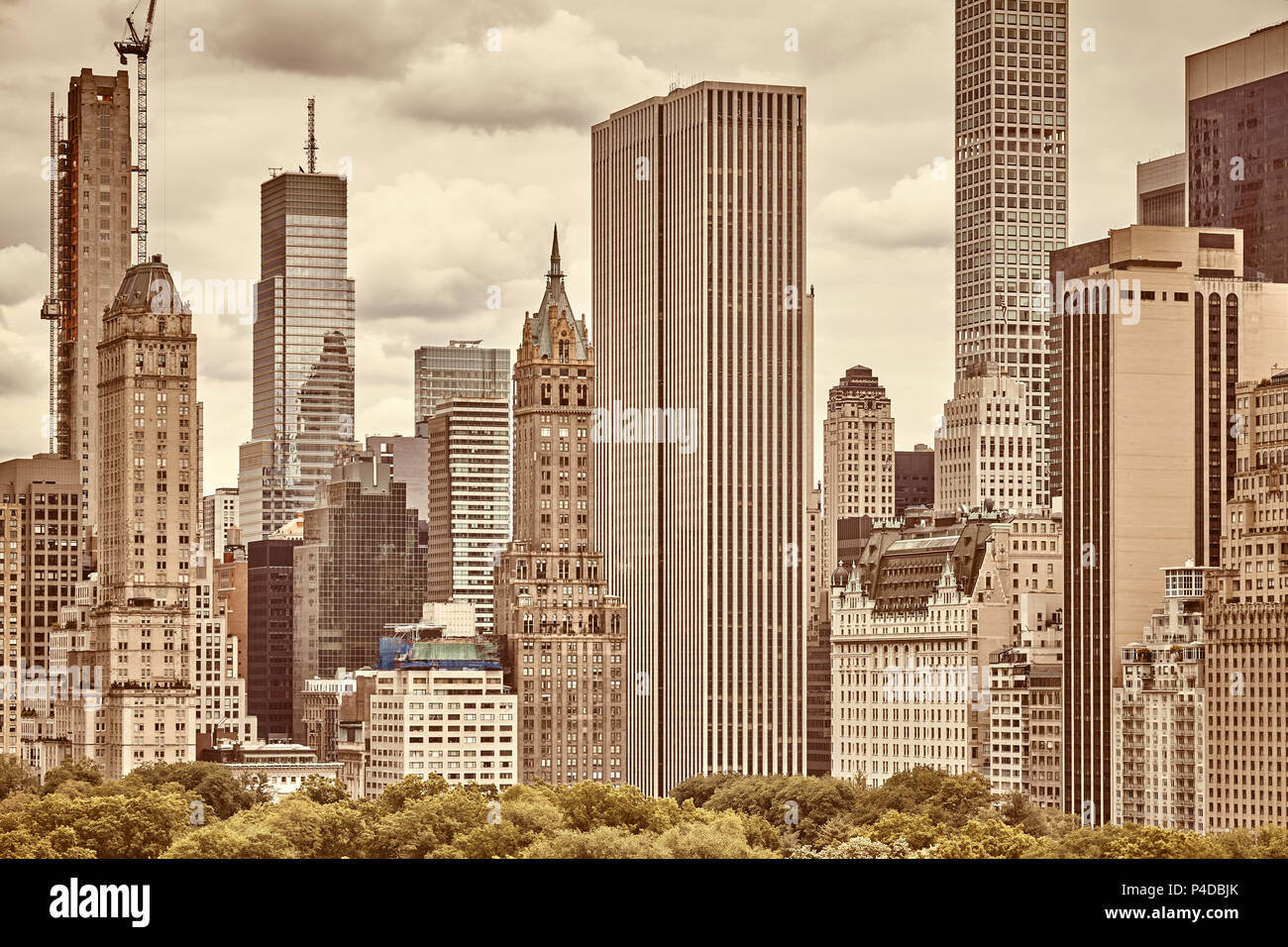 Sepia Toned Picture Of The Manhattan Skyline New York City Usa Stock