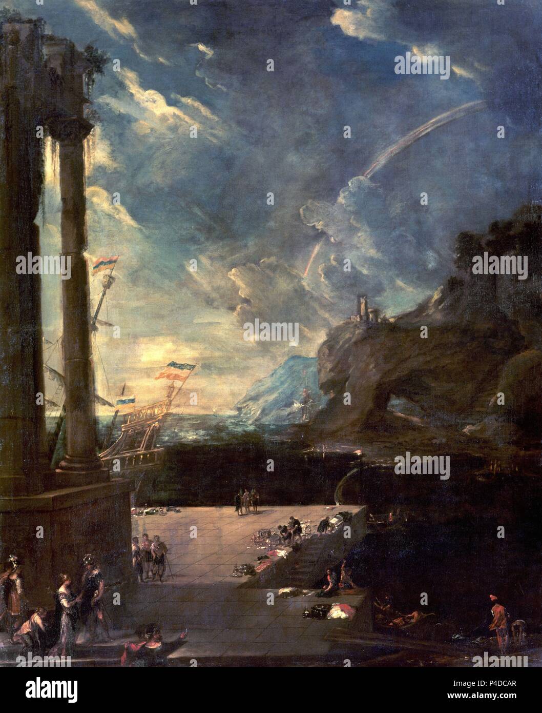 'Landscape with Aeneas leaving Carthage', Late 17th century, Spanish ...