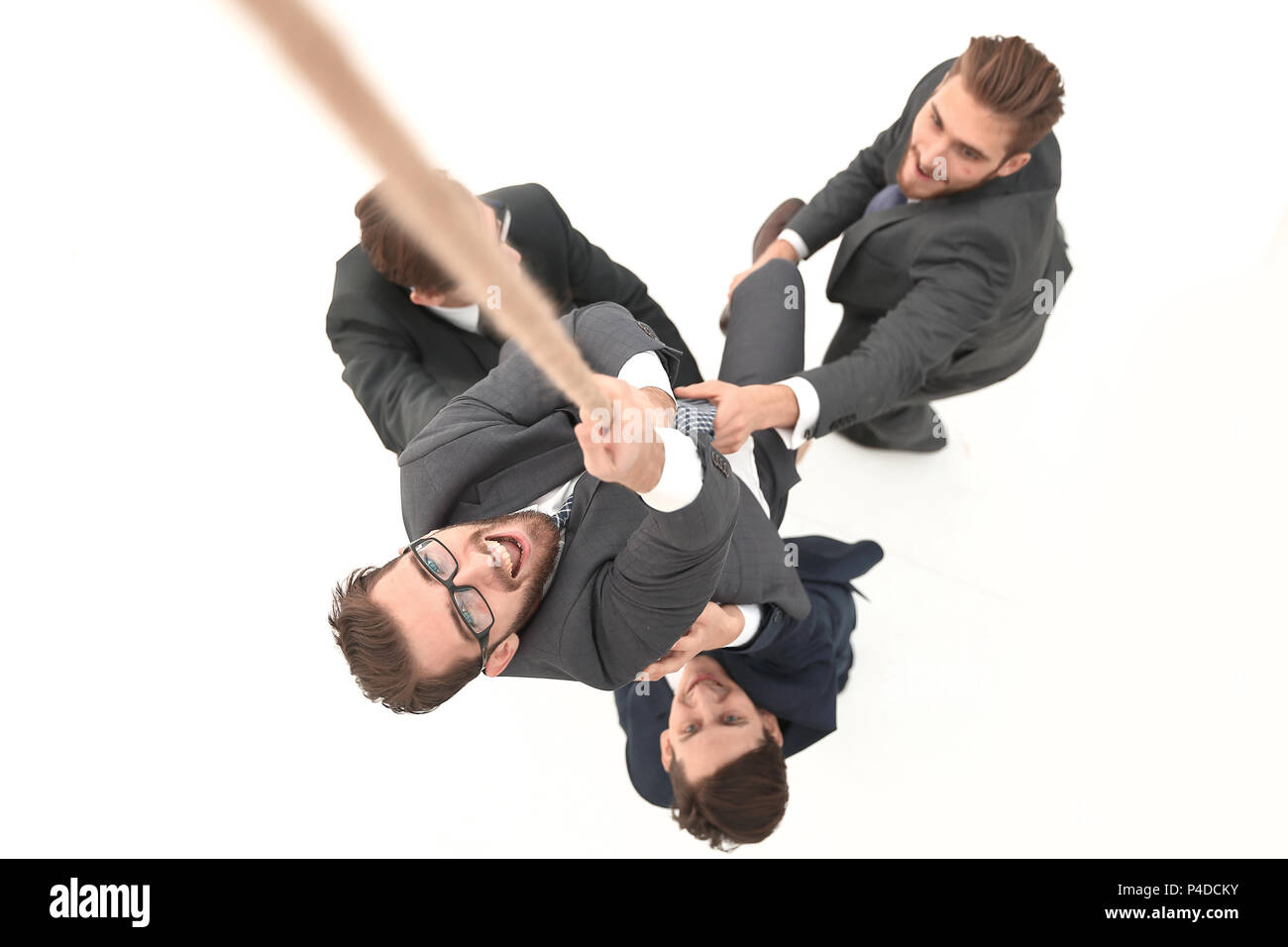 top view .business team helps the boss to climb up Stock Photo - Alamy