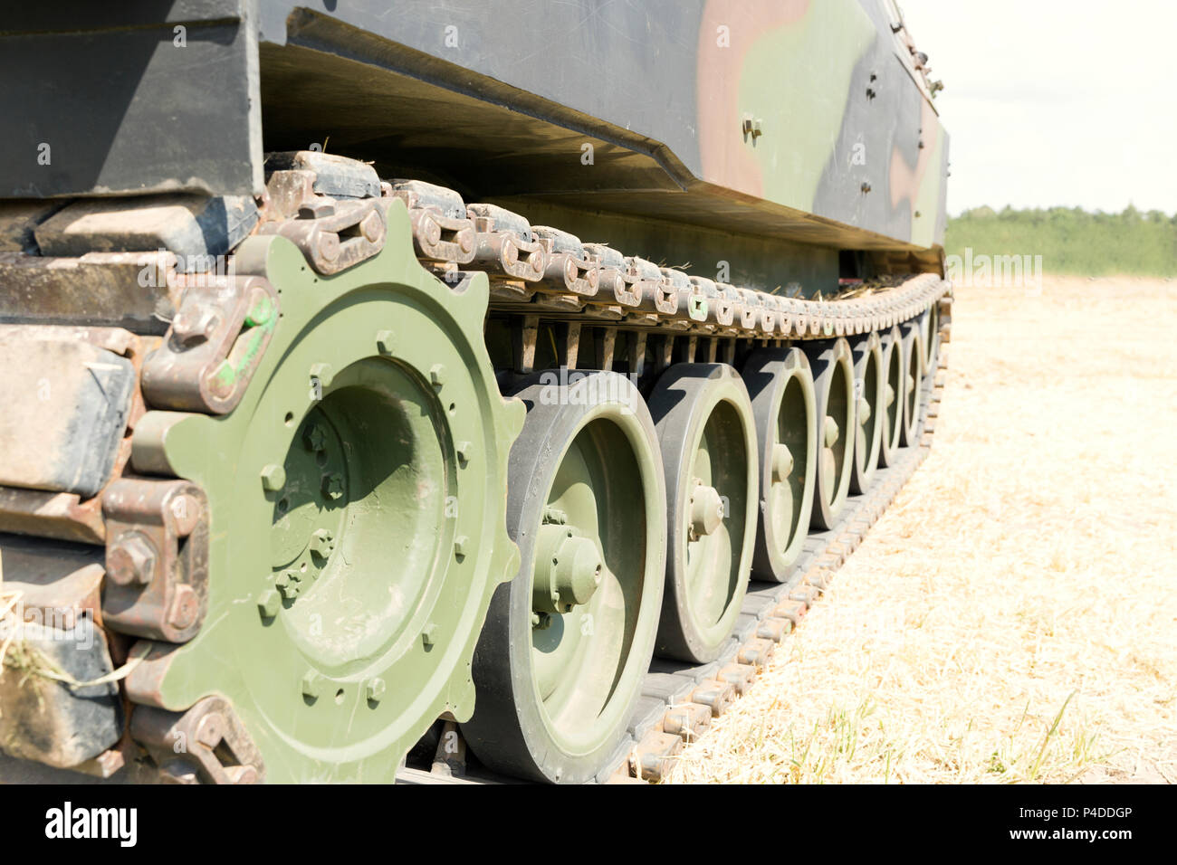 Heavy military equipment exhibition. Army tank with guns Stock Photo ...