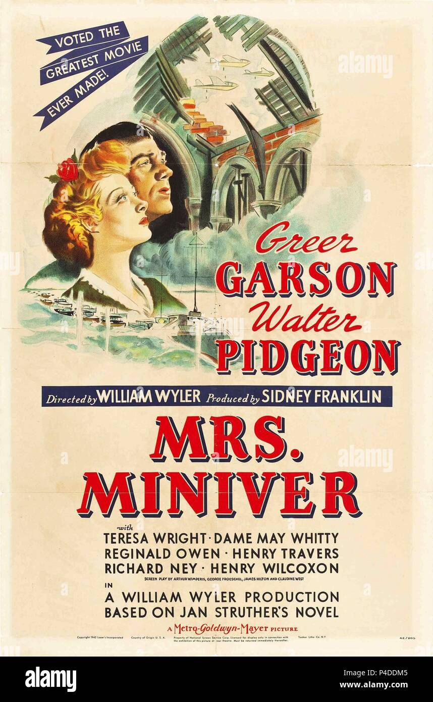 Original Film Title: MRS. MINIVER. English Title: MRS MINIVER. Film Director: WILLIAM WYLER ...