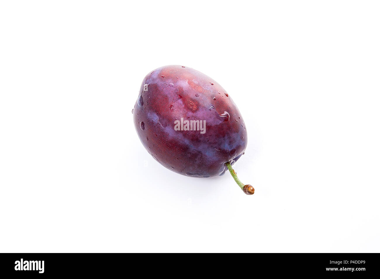 Sweet juicy plum with water drops isolated on white background Stock ...
