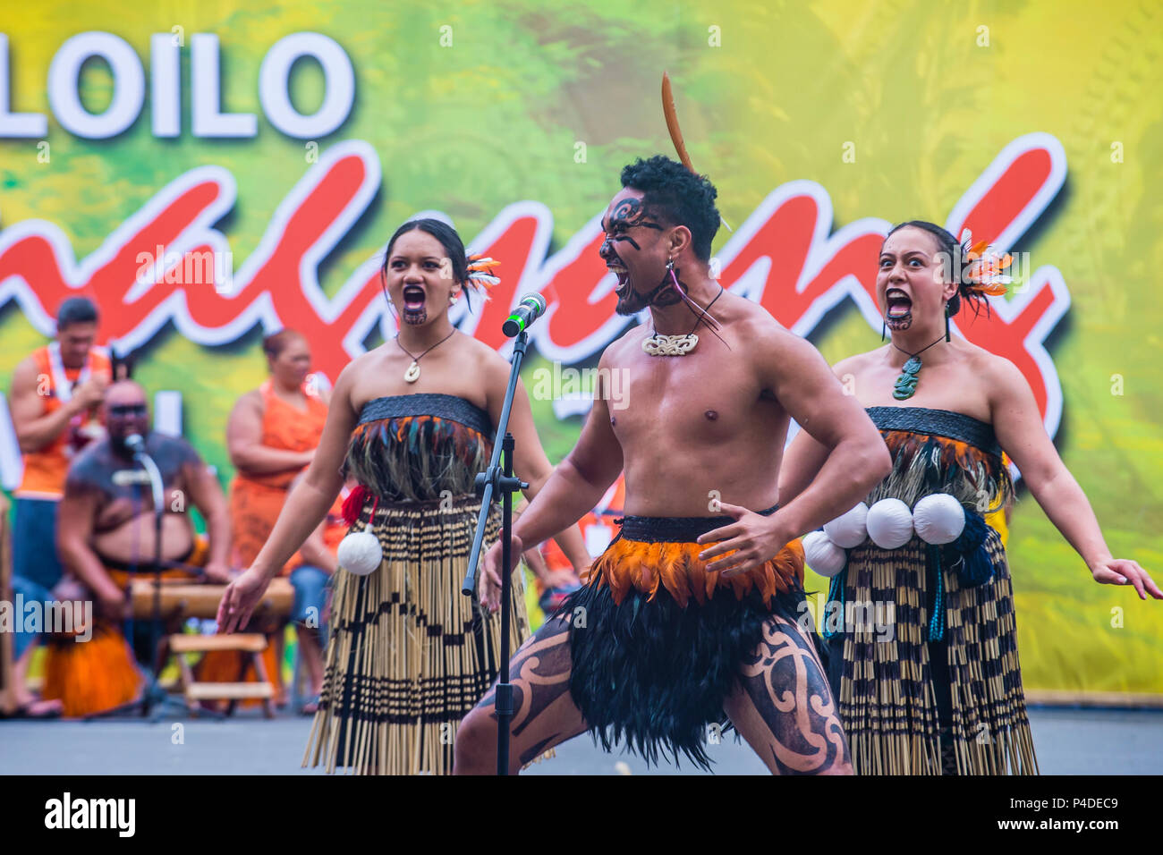 Maori dancers in the Dinagyang Festival in Iloilo Philippines Stock ...