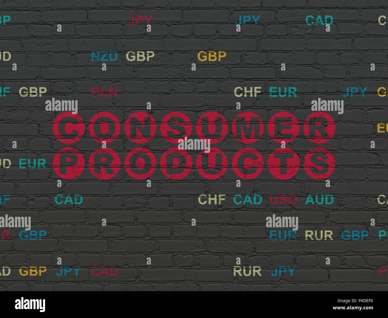 Finance concept: Consumer Products on wall background Stock Photo - Alamy