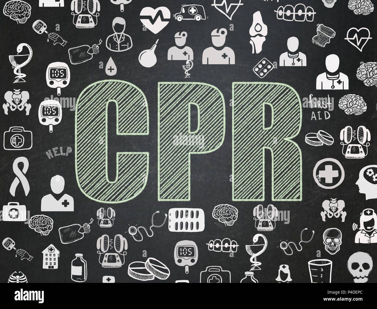 Health concept: CPR on School board background Stock Photo - Alamy