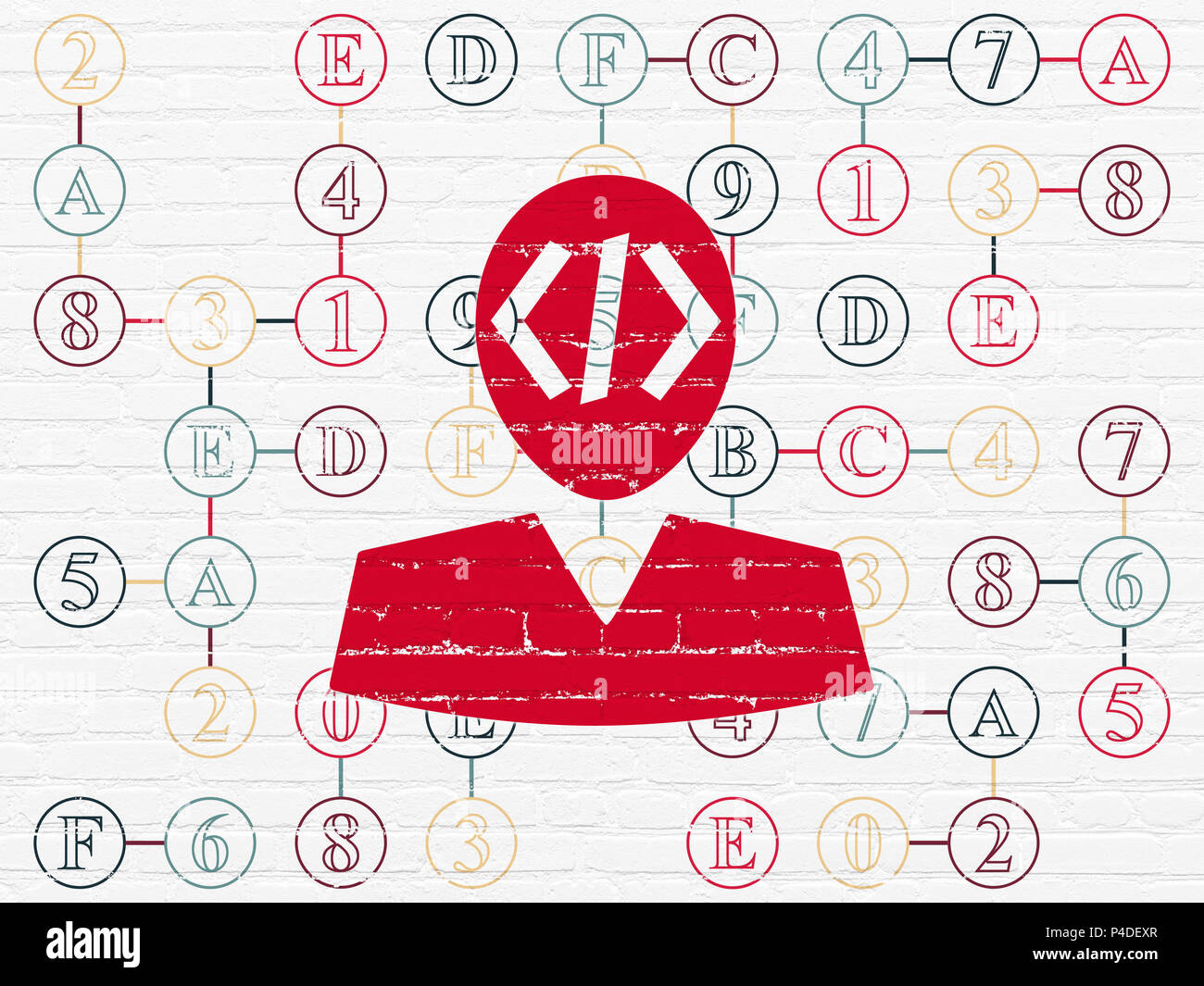 Programming concept: Programmer on wall background Stock Photo - Alamy Programming concept: Programmer on wall background Stock Photo - Alamy