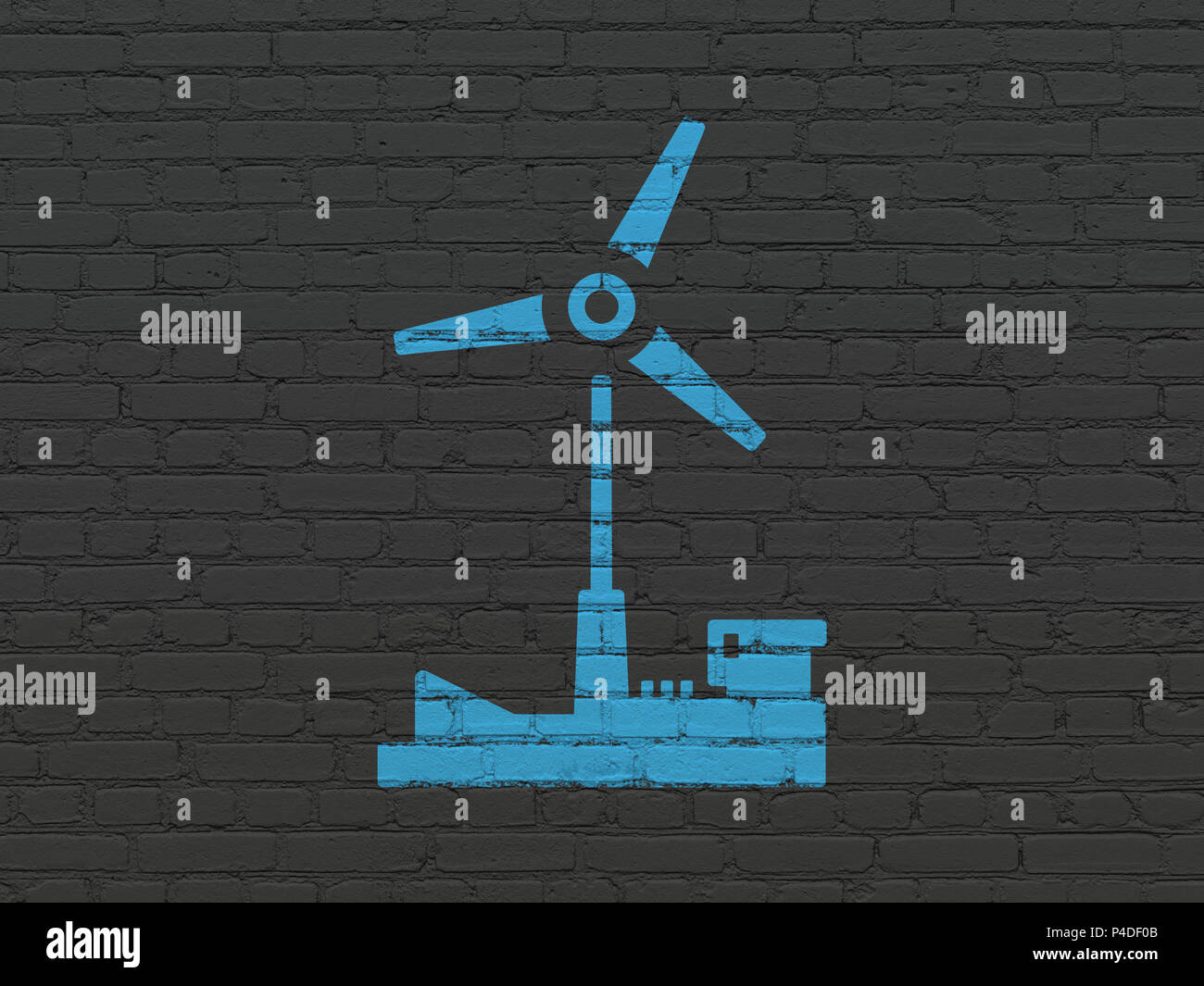 Industry concept: Windmill on wall background Stock Photo - Alamy