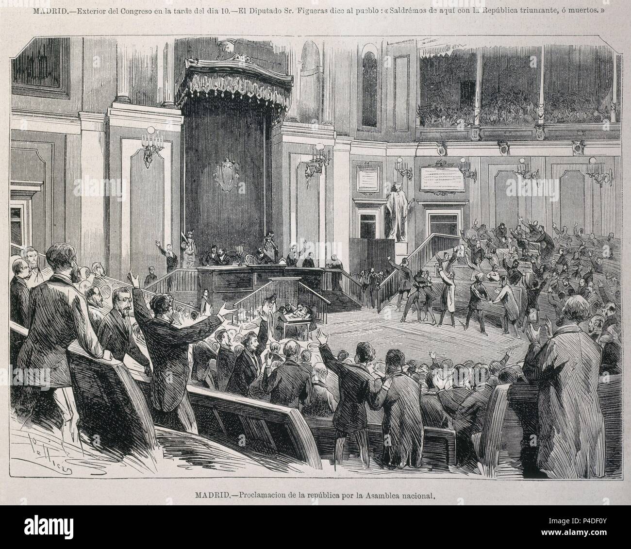 PROCLAMACION DE LA PRIMERA REPUBLICA EL 11 DE FEBRERO DE 1873 - GRABADO ...