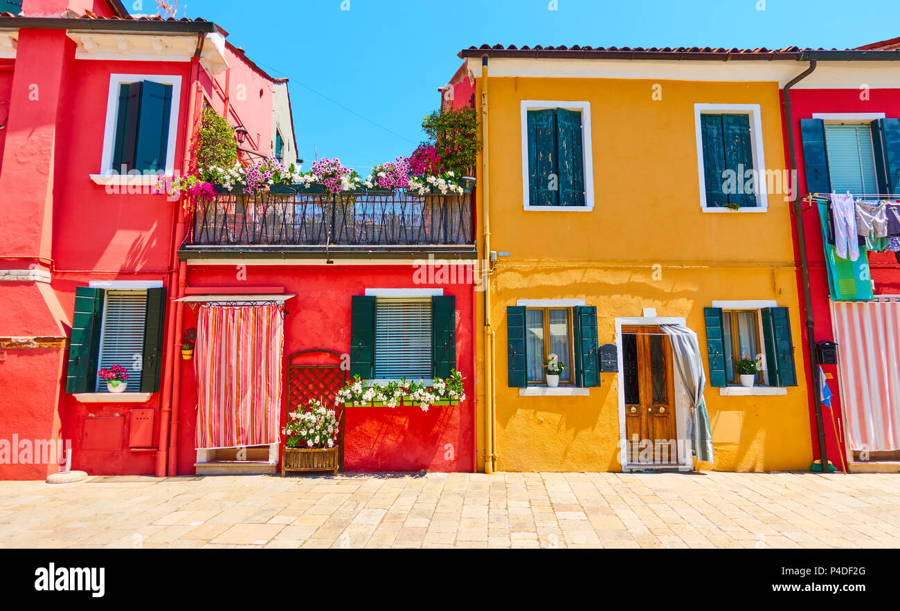 Colorful houses in Burano, Venice, Italy Stock Photo - Alamy