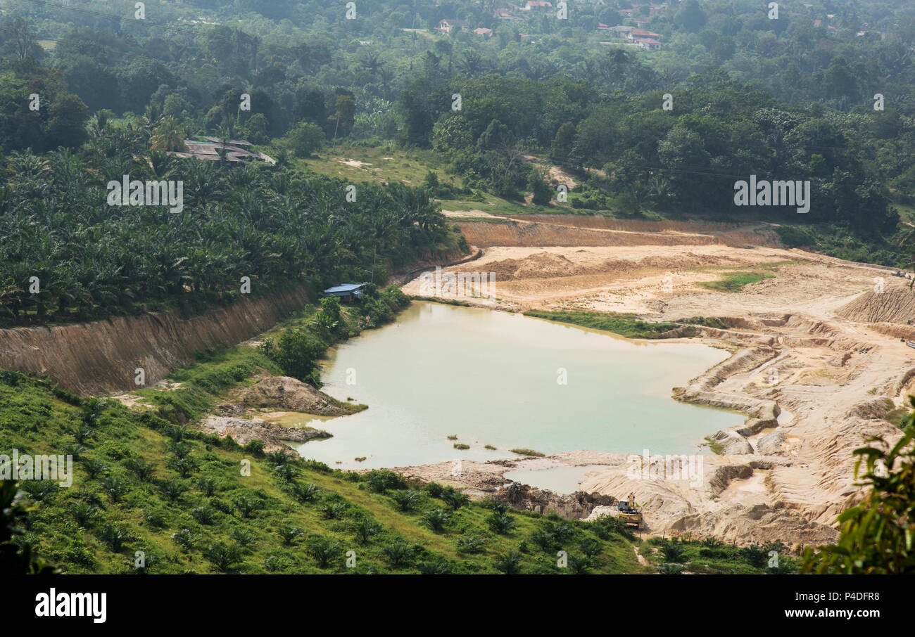 Aerial view of sand quarry and tailing ponds Stock Photo - Alamy