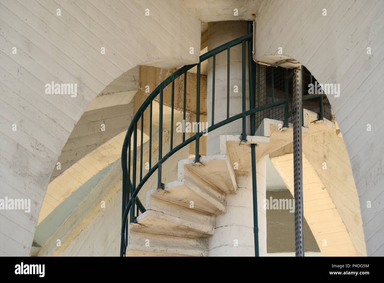Metal Spiral Staircase Climbing Up Inside a Concrete Water Tower Saint ...