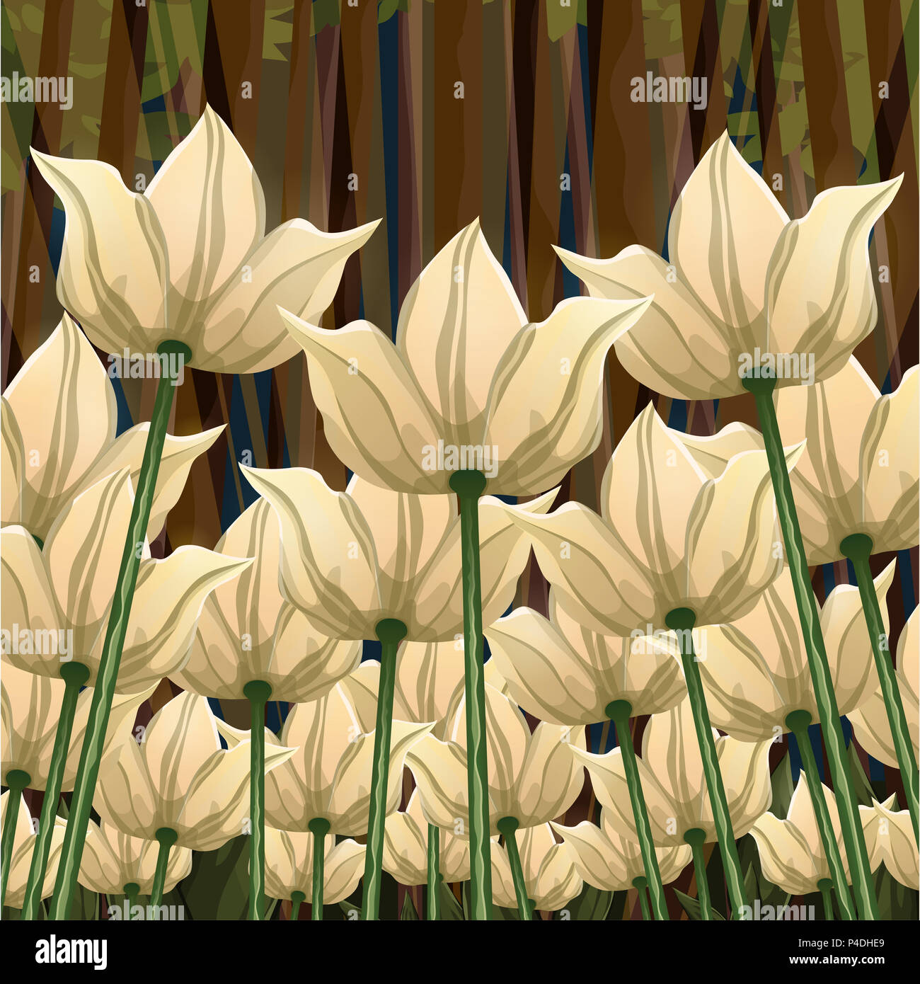 Abstract flowers bottom view, vector illustration, colorful drawing ...