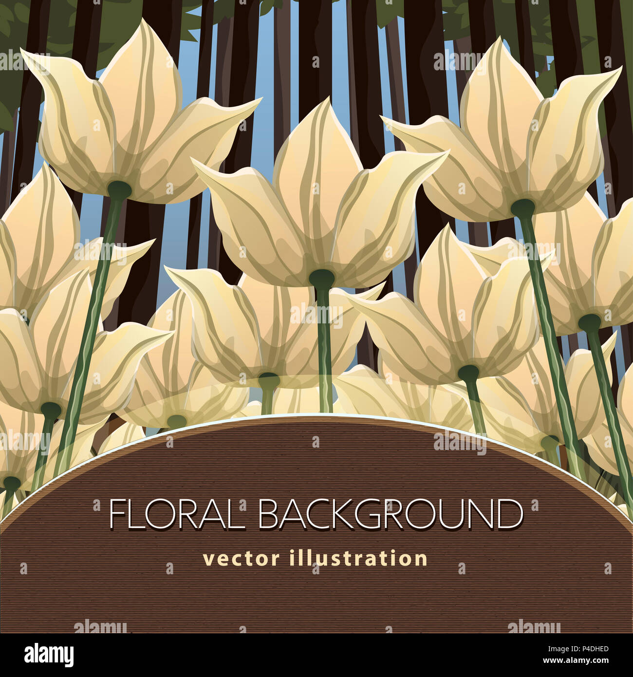 Abstract flowers bottom view, vector illustration, colorful drawing ...