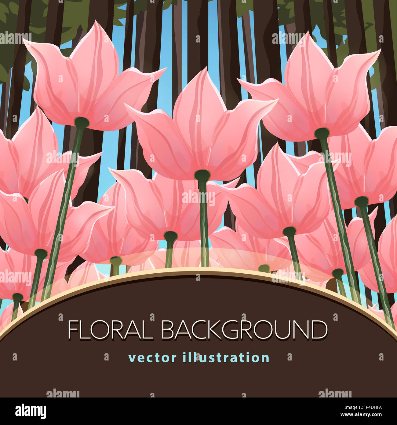 Abstract flowers bottom view, vector illustration, colorful drawing ...