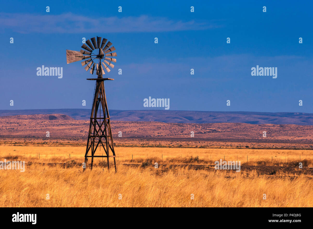 Windmill at grassland at Rancho del Cielo, Chihuahuan Desert, near Kent ...
