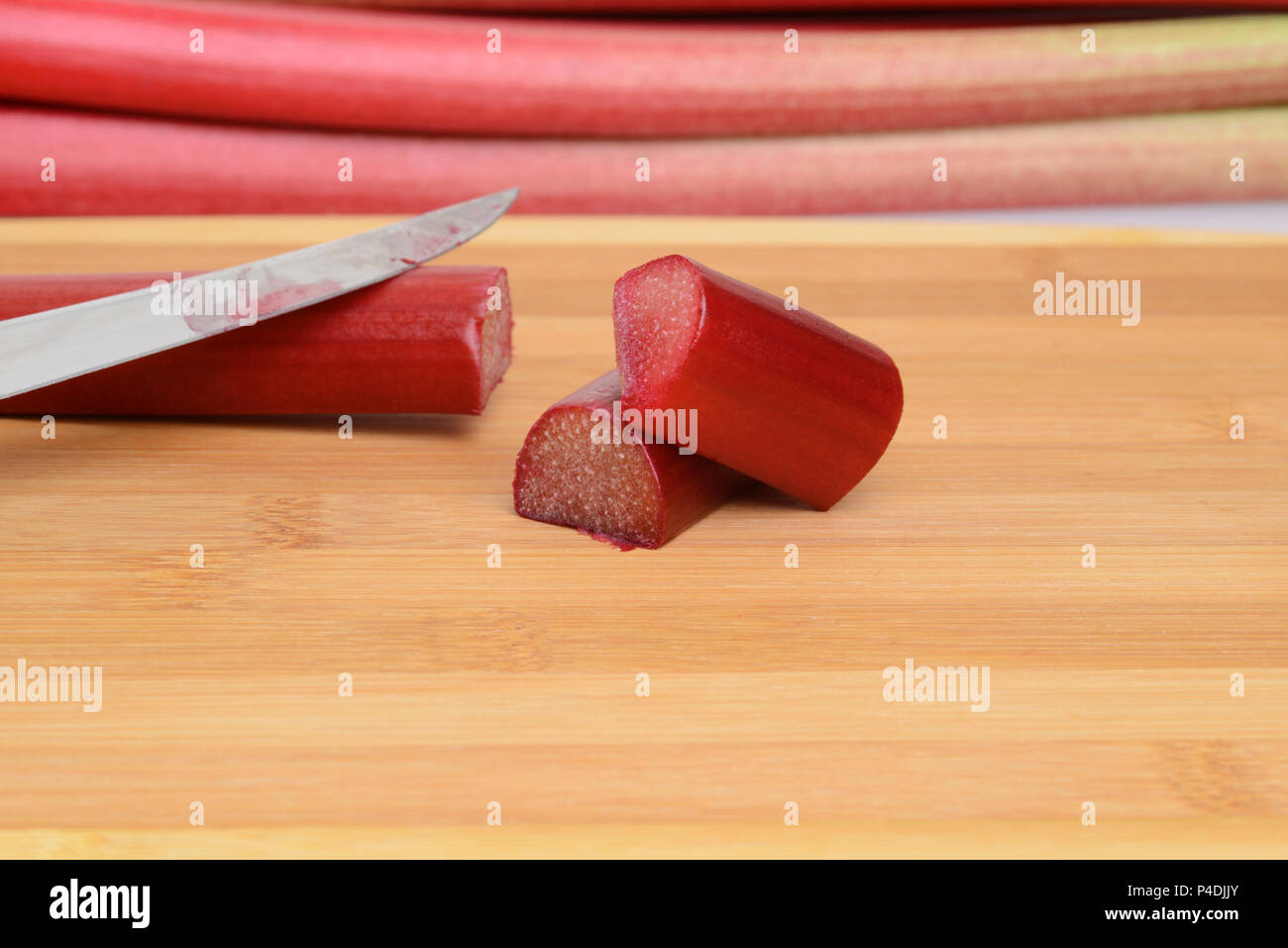 Chopped rhubarb with knife hi-res stock photography and images - Alamy