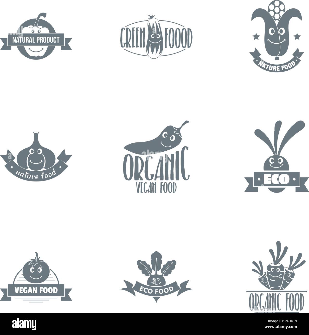 Strict vegetarian logo set, simple style Stock Vector Image & Art - Alamy