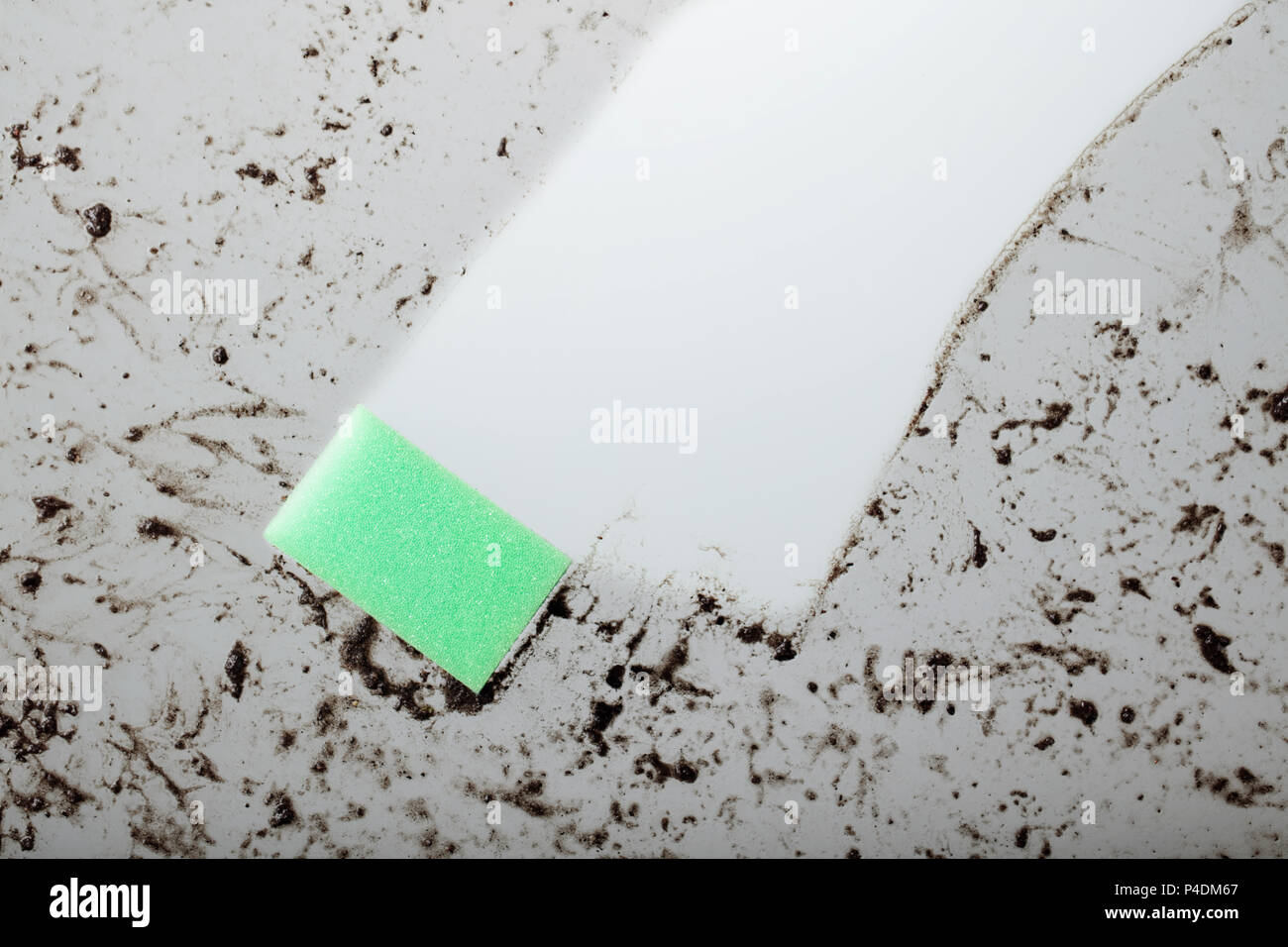 Dirty glass and a sponge . Copy space for your text Stock Photo - Alamy