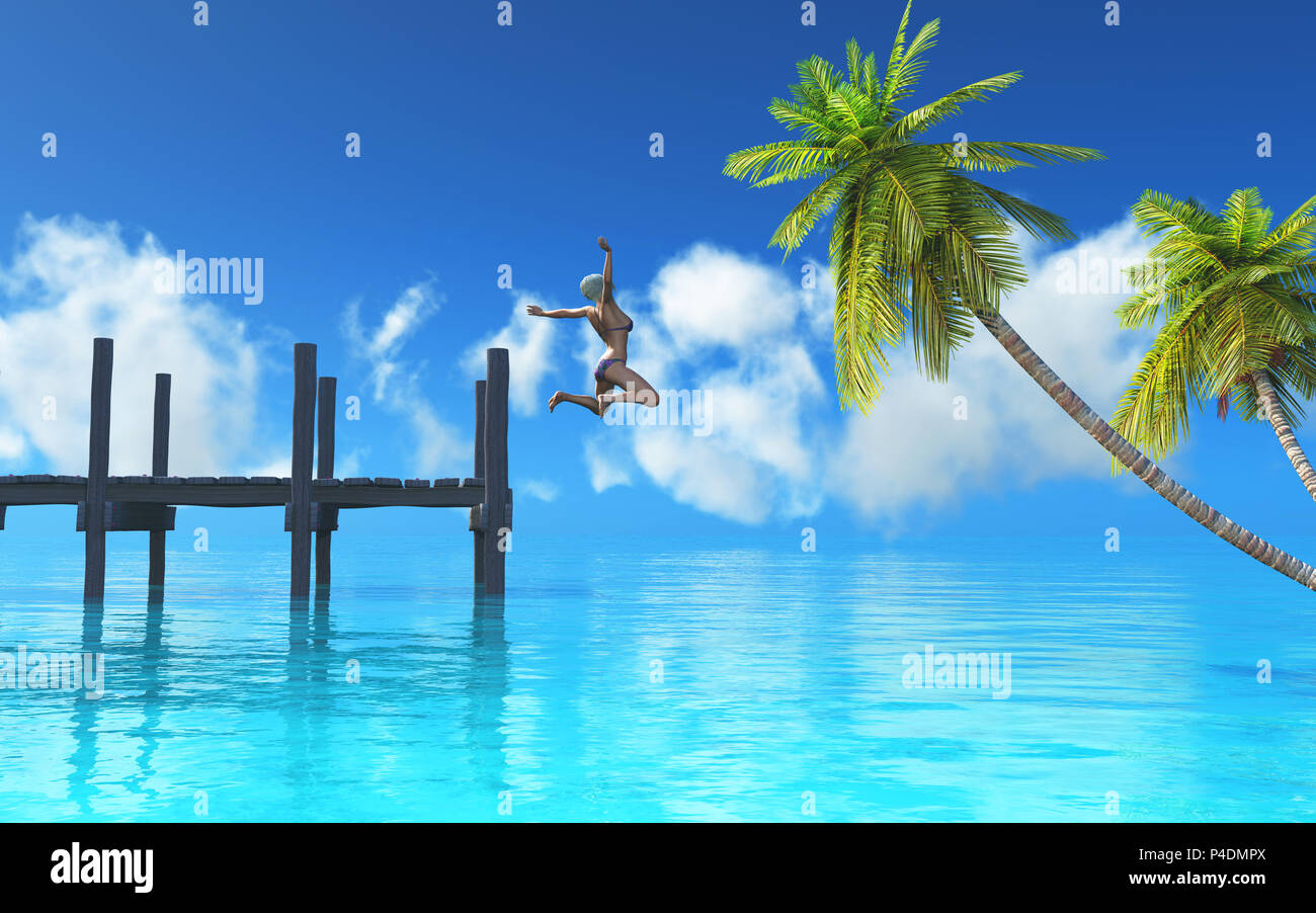 Jumping off jetty hi-res stock photography and images - Alamy