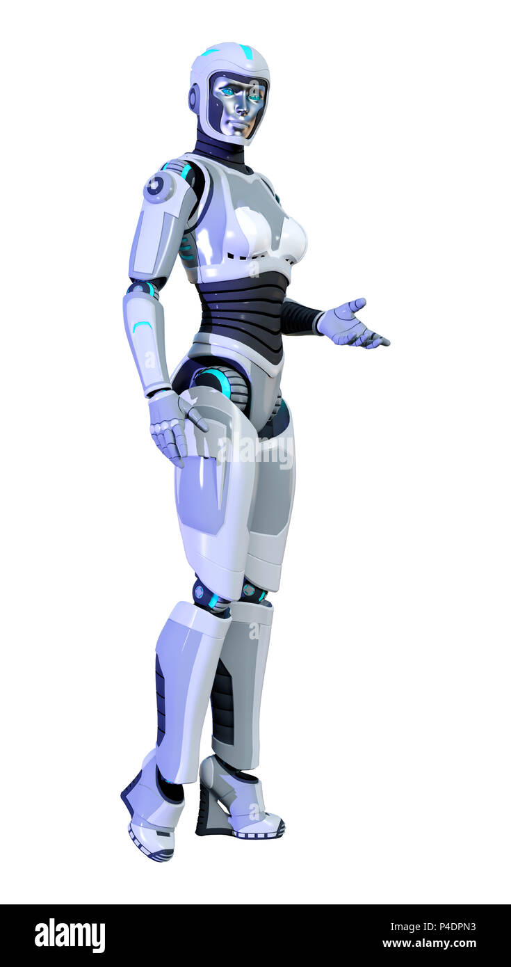 3D rendering of a female robot isolated on white background Stock Photo ...