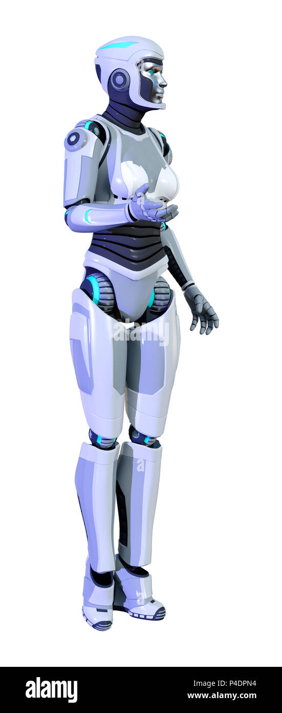 3D rendering of a female robot isolated on white background Stock Photo ...