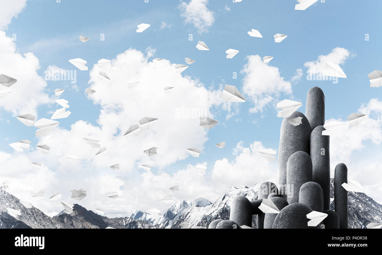 Multiple stone columns with breathtaking landscape Stock Photo - Alamy