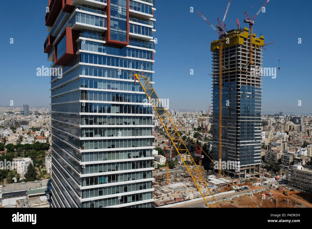 Construction site in the city of Bnei Brak or Bene Beraq a center of Haredi Judaism in Israel ...
