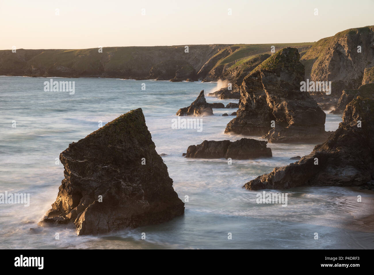 Beautiful dusk sunset landscape image of Bedruthan Steps rock stacks on ...