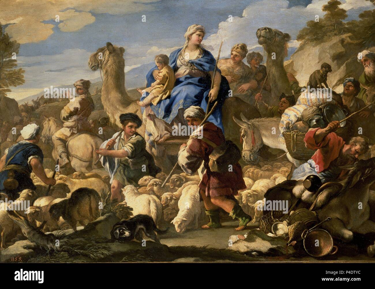 VIAJE DE JACOB A CANAAN - SIGLO XVII - OLEO/COBRE - 59 x 84 cm - NP 157 ...