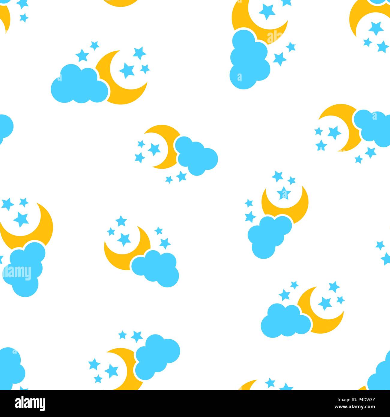 Moon and stars with clods icon seamless pattern background. Business ...