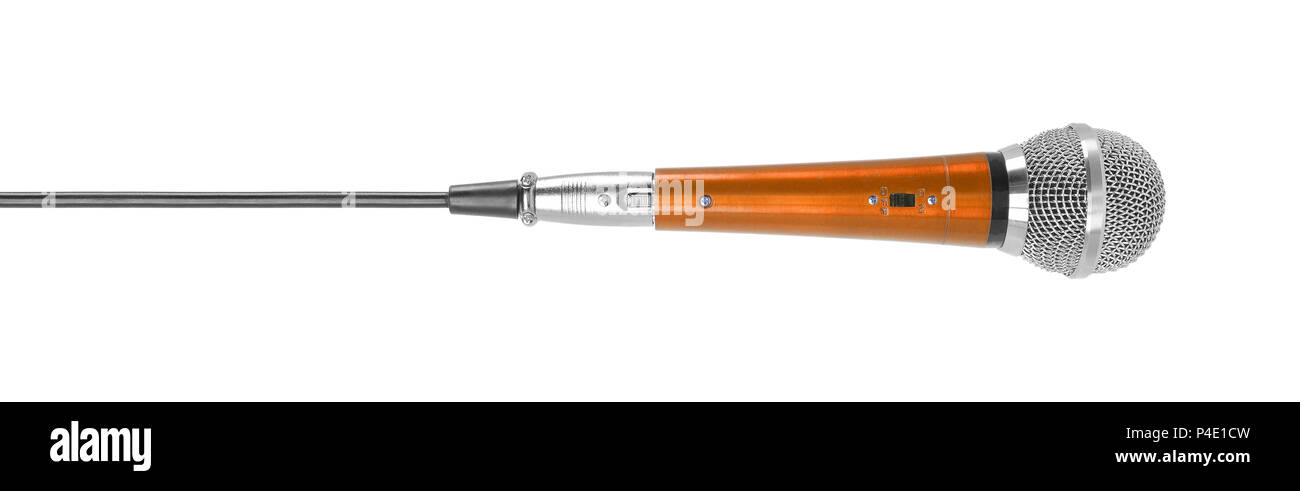 Music and sound - Vintage orange vocal microphone isolated on a white ...