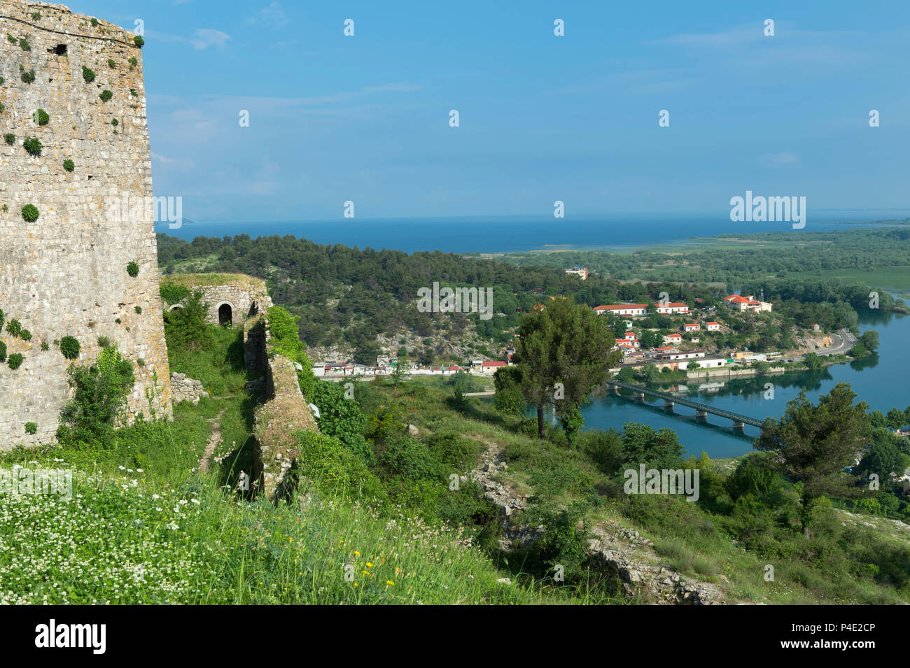Rozafa castle, Ramparts and Bojana river, Shkodra, Albania Stock Photo ...