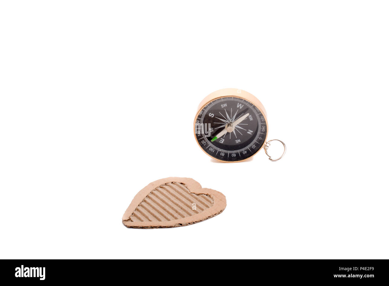 heart shape paper and compass on a white background Stock Photo - Alamy