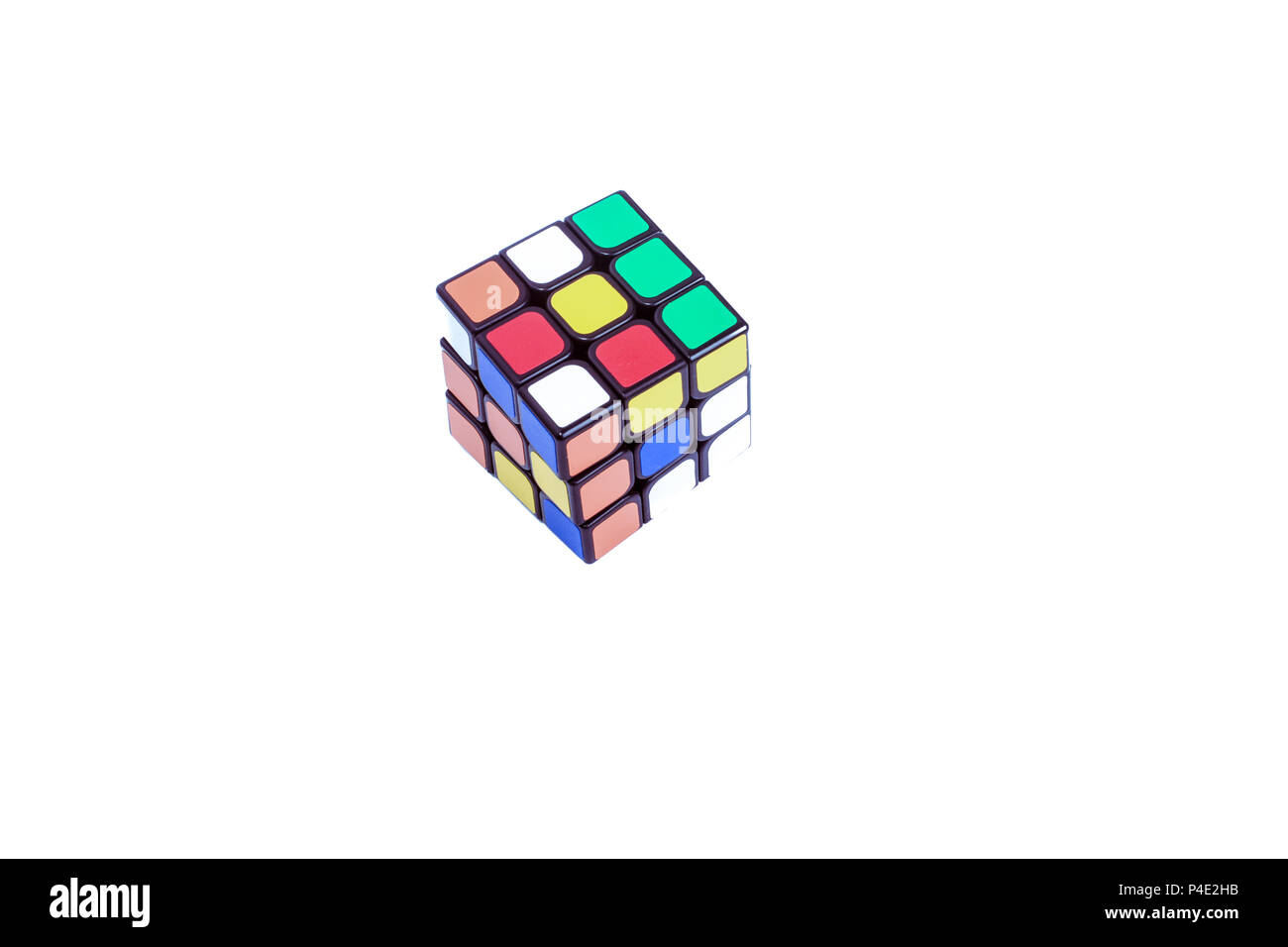 Colorful Rubik's Cube on white background Stock Photo - Alamy