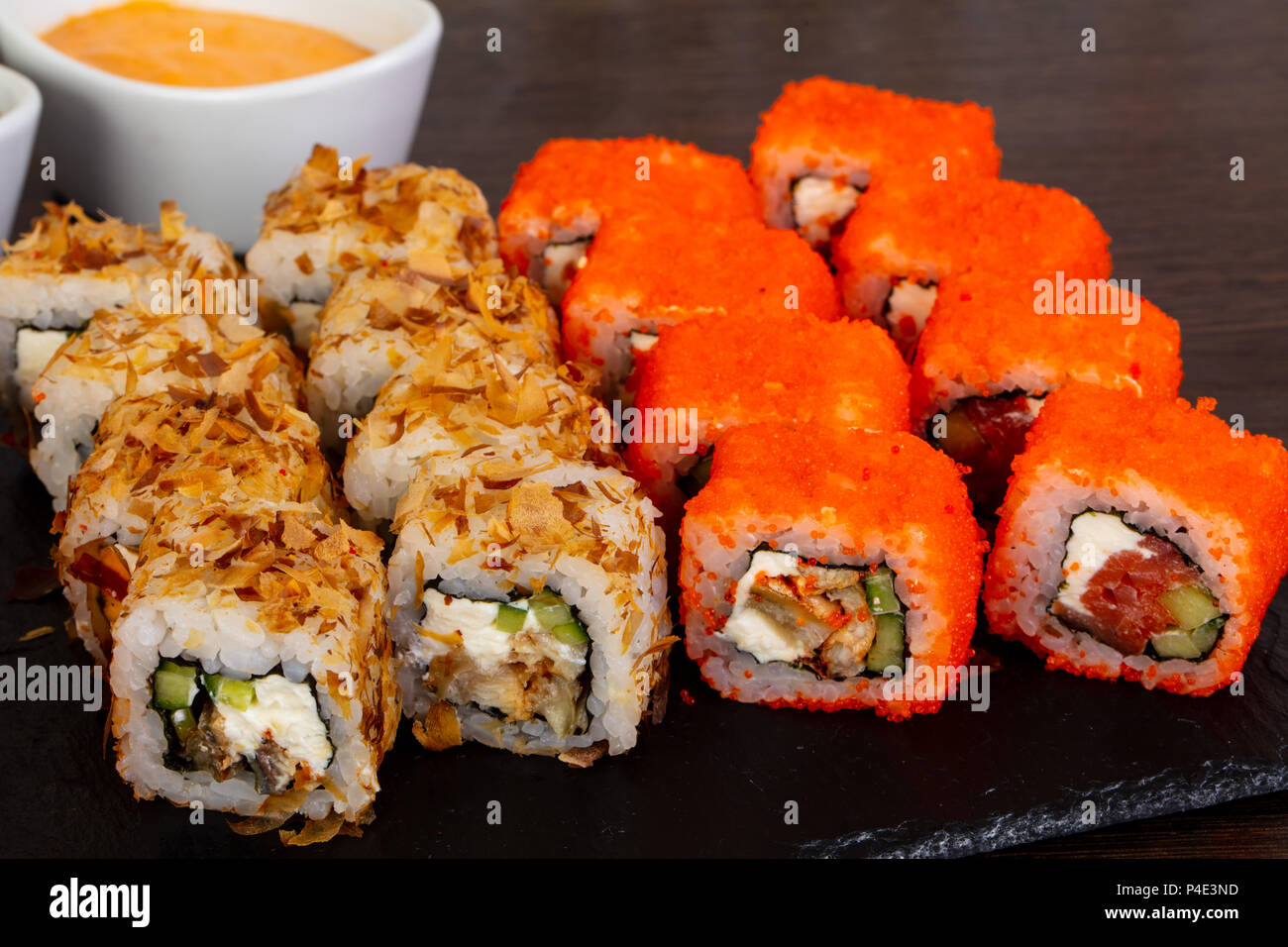 Delicious California set with ginger and wasabi Stock Photo - Alamy