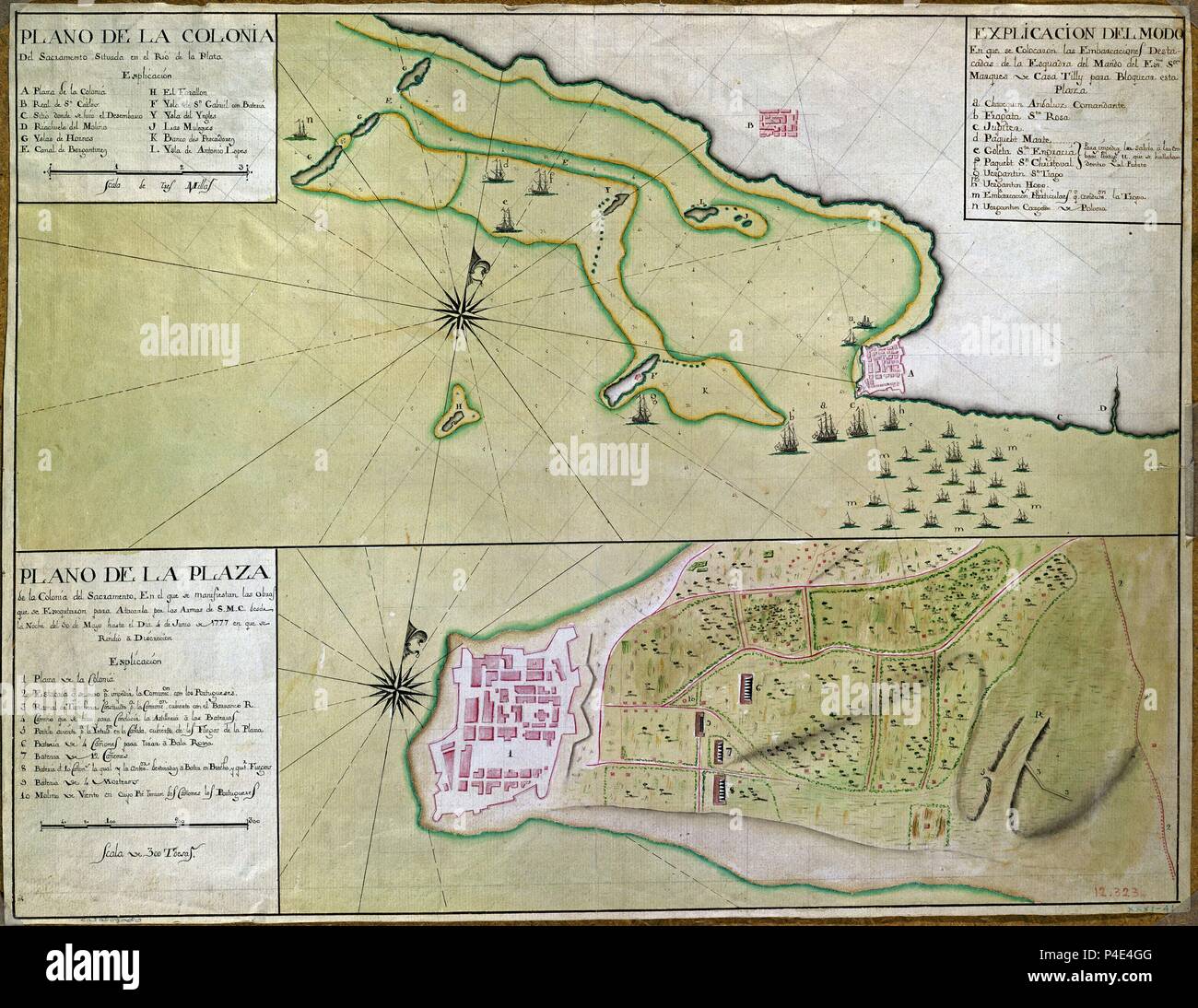 PLANO DE LA COLONIA DEL SACRAMENTO SITUADA EN EL RIO DE LA PLATA- PLANO ...