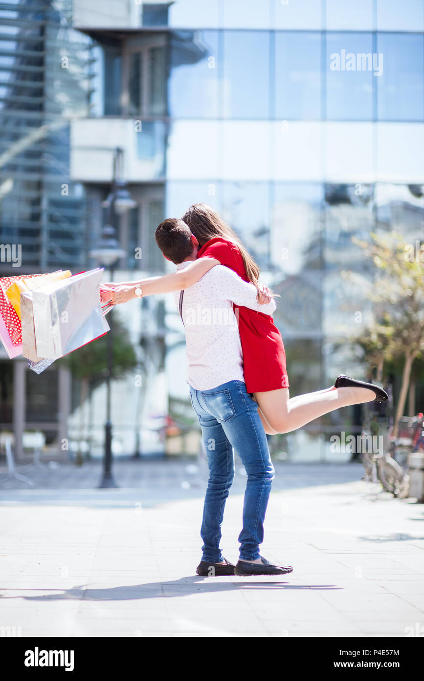 Shopping In The City Romantic Couple Having Fun On The Macedonian
