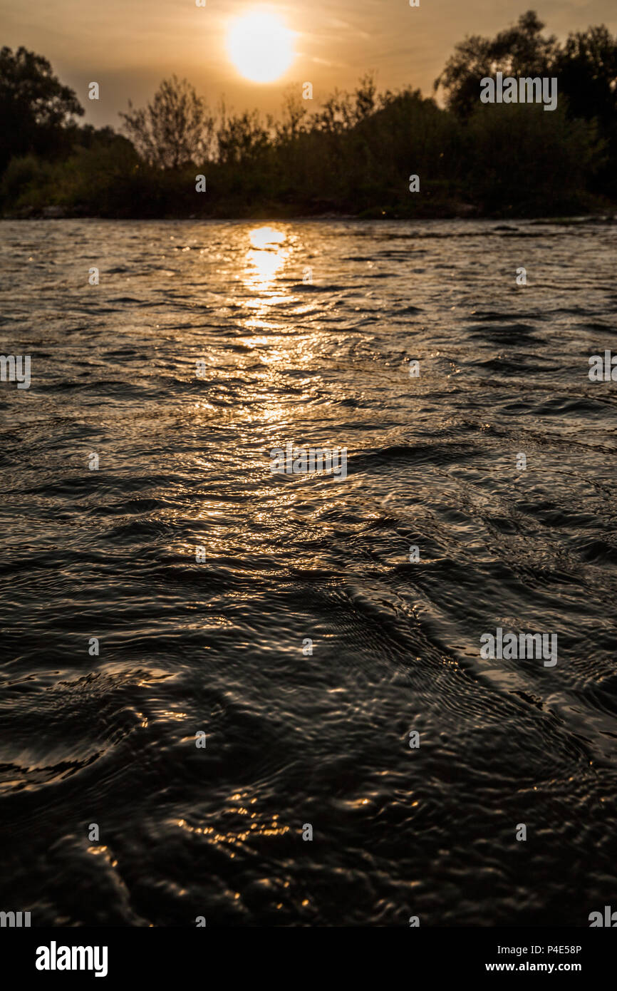 Valley river natural rural landscape view. Beautiful Sunset Stock Photo ...