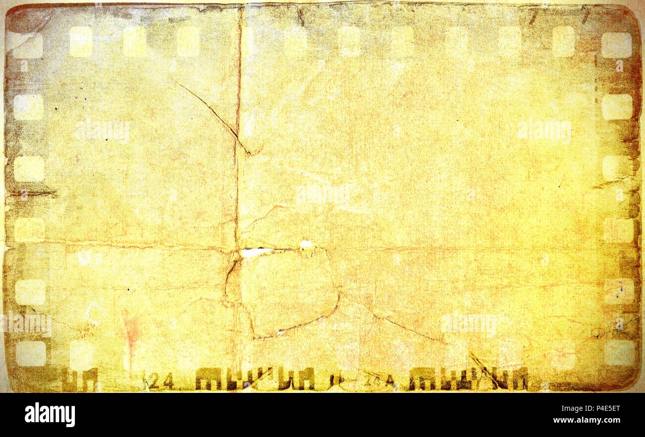 Vintage film strip frame on old and damaged paper background Stock ...