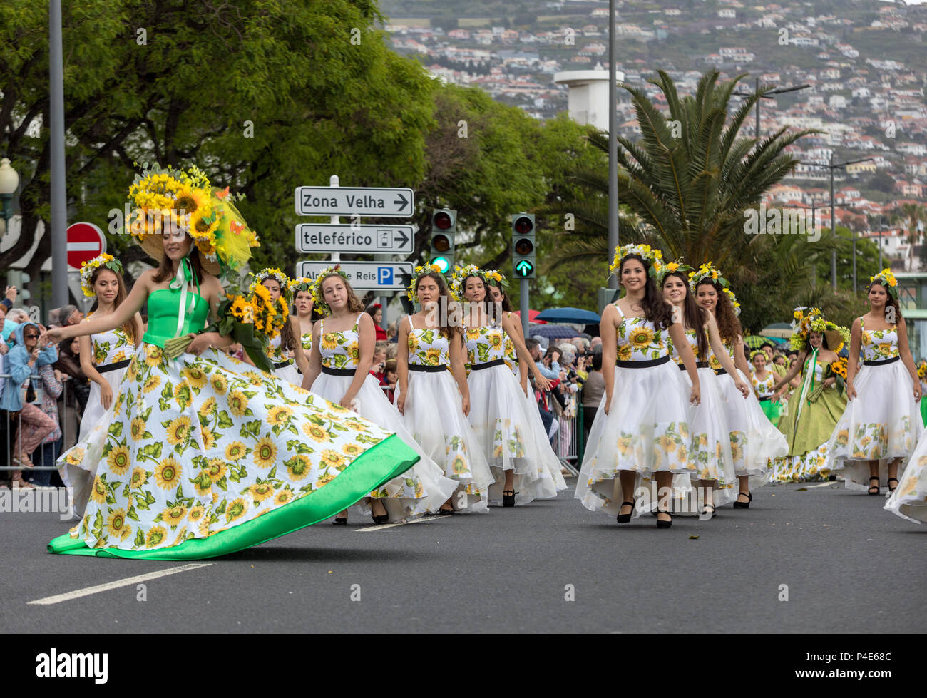 Funchal; Madeira; Portugal - April 22; 2018: a group of women in ...