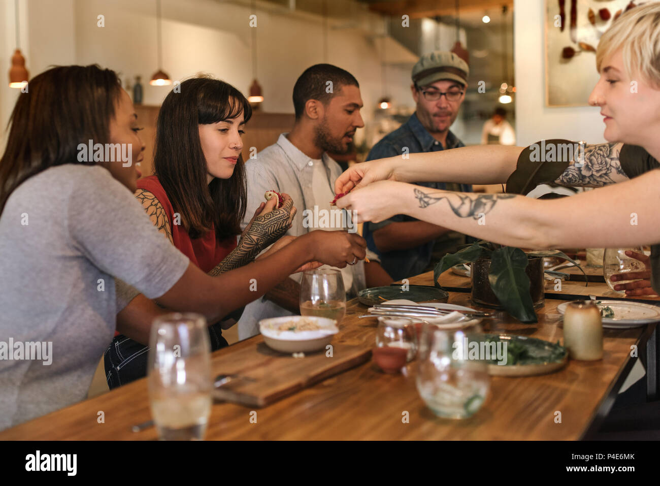 Dining together women table hi-res stock photography and images - Alamy