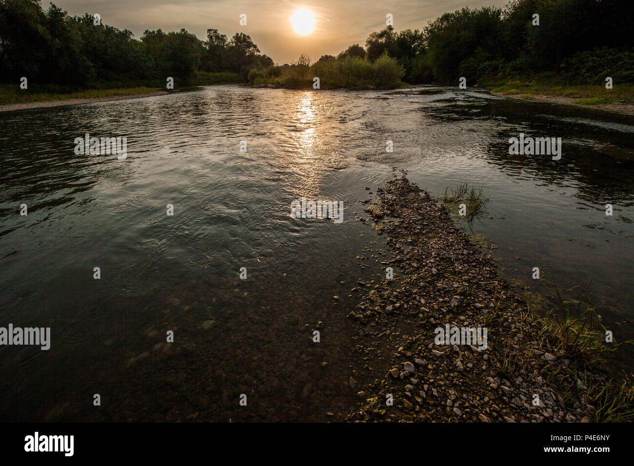 Sunset sky over the river Stock Photo - Alamy