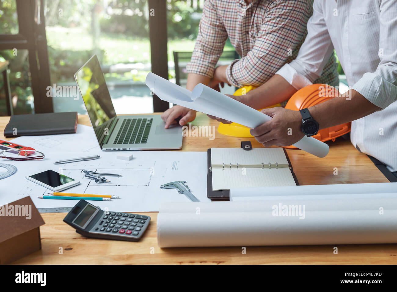 Engineer and Architect concept, Engineer Architects and real estate ...