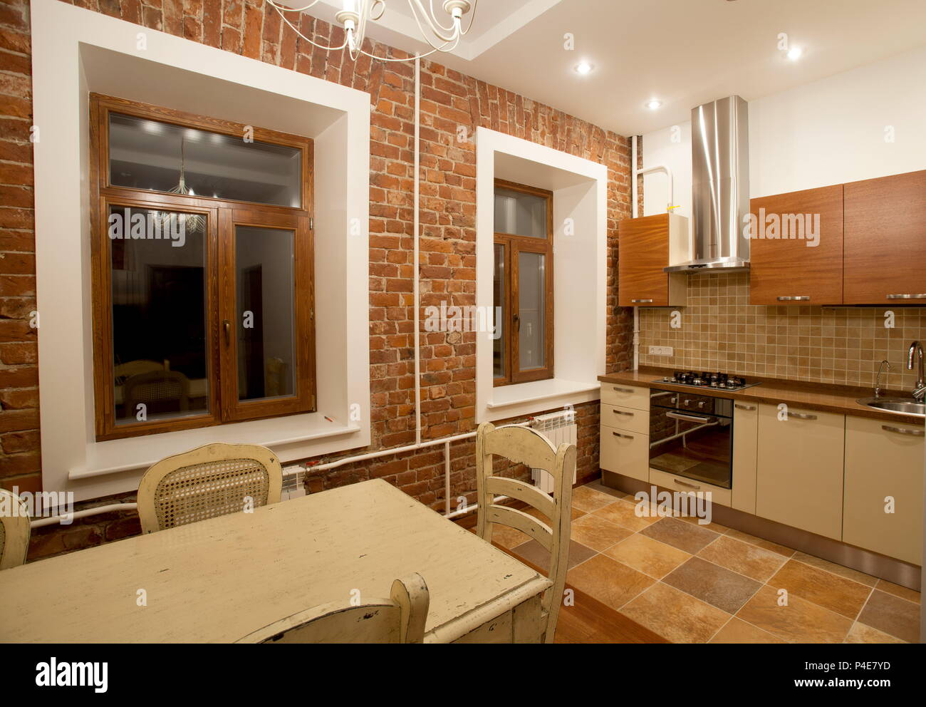 Fragment of the interior dining room and kitchen Stock Photo - Alamy