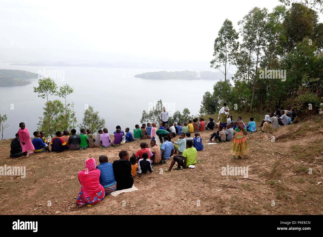 Rwanda, Burera lake, surrounding of Kidaho, Holy Mass Stock Photo - Alamy