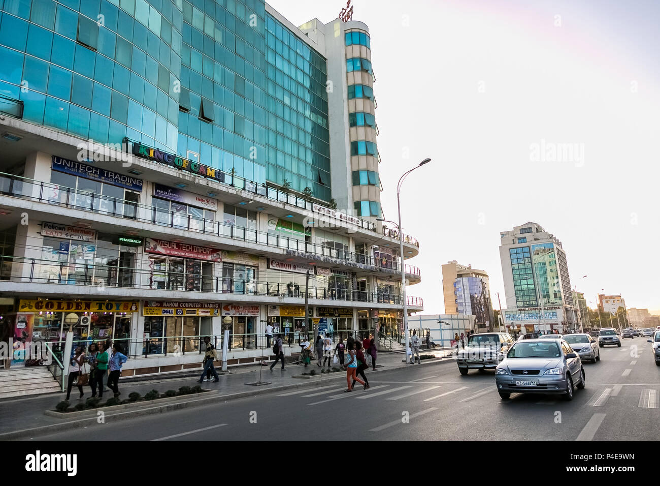 Addis Ababa, Ethiopia, January 30, 2014, Modern building in downtown ...