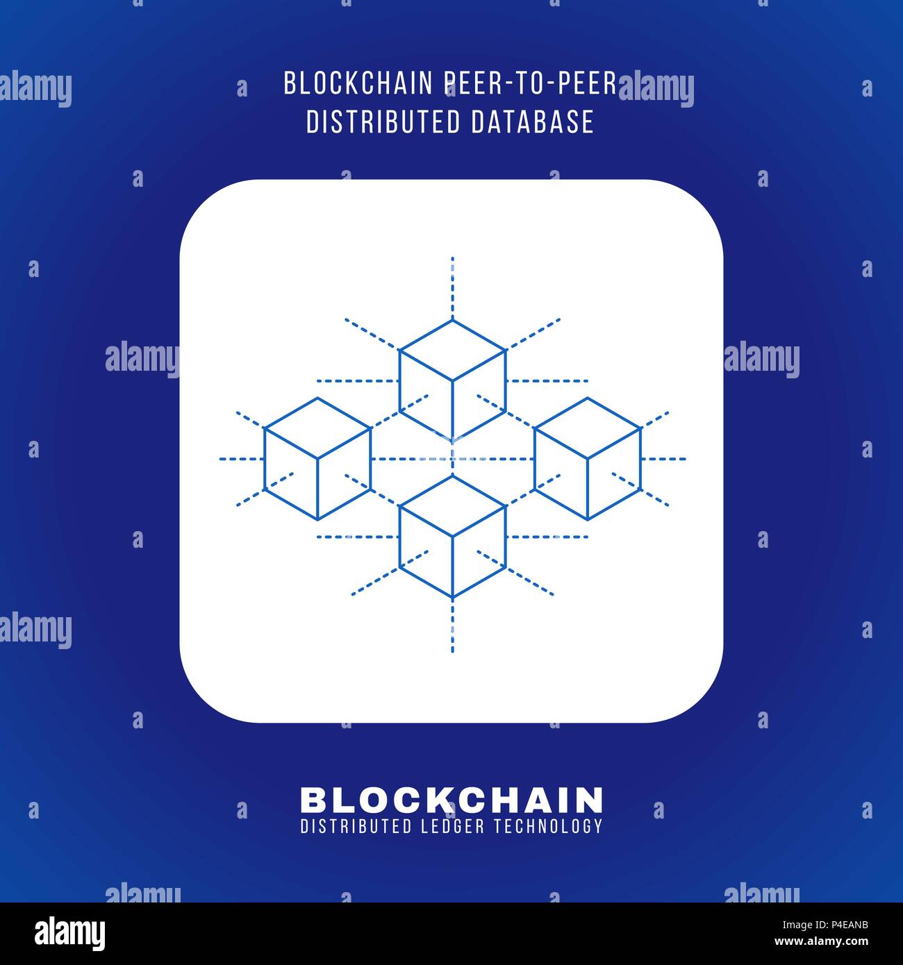 vector outline design blockchain peer-to-peer distributed database principle explain scheme ...