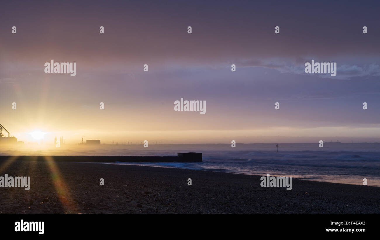 Redcar sunset with industrial background. Redcar is located on the ...