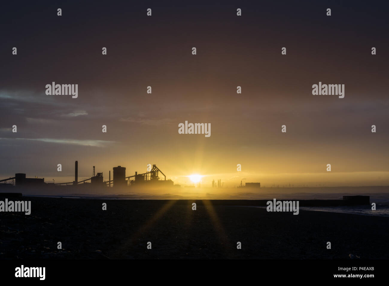 Redcar sunset with industrial background. Redcar is located on the ...